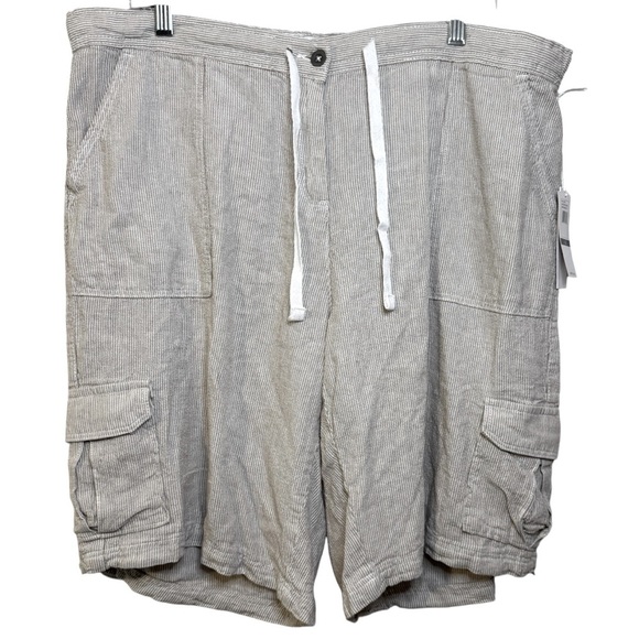 Dash | Shorts | Nwt Dash Dash Linen Blend Cargo Taupe White Striped ...